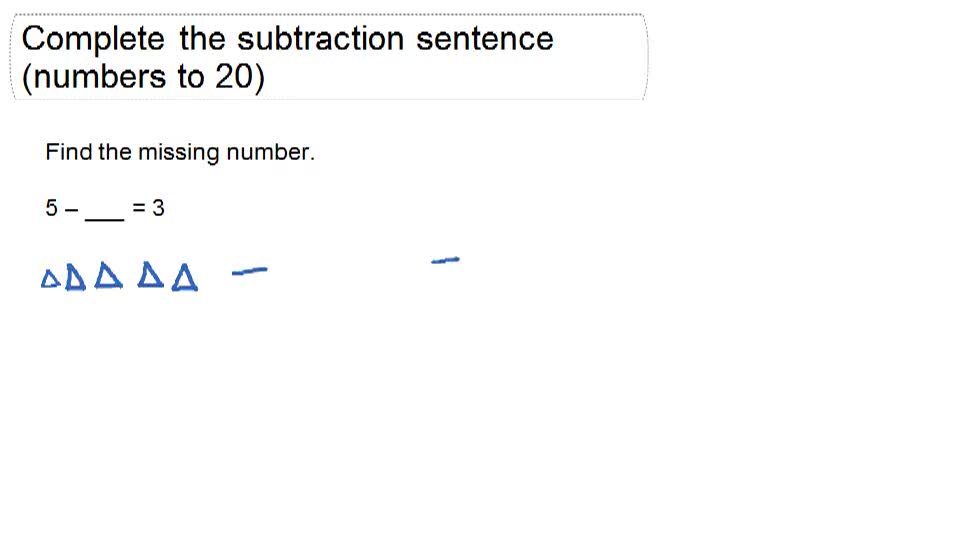Completing the Subtraction Sentence (Numbers up to 20) ( Video ...