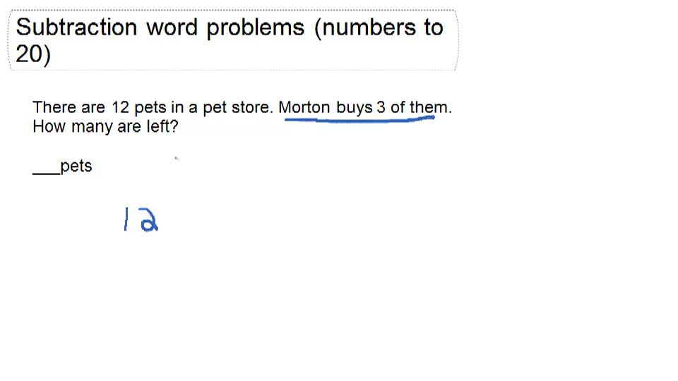 Subtracting Word Problems (Numbers up to 20) ( Video ) | Arithmetic | CK-12 Foundation