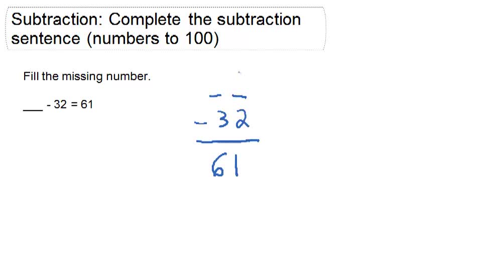 Subtraction (numbers up to 100) - Example 5 ( Video ) | Arithmetic | CK ...
