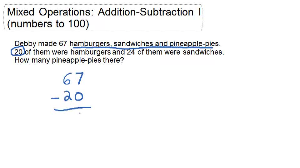 Mixed Operations: Word Problems (numbers to 100) - Example 1 ( Video ) | Arithmetic | CK-12 ...