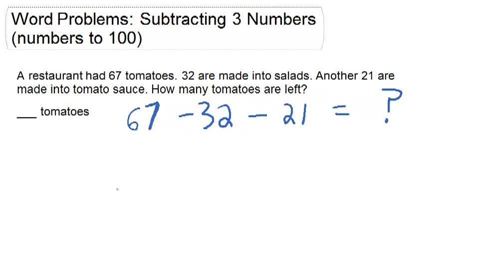 Word Problems: Adding/Subtracting 3 Numbers - Example 2 ( Video ) | Arithmetic | CK-12 Foundation