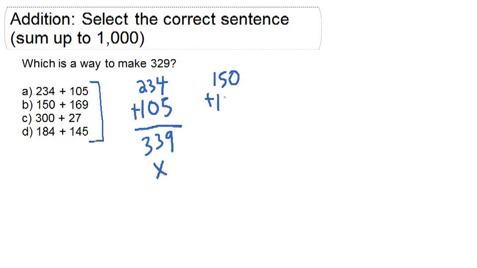 Addition: Select the Correct Sentence (Sums to 1,000) ( Video ...