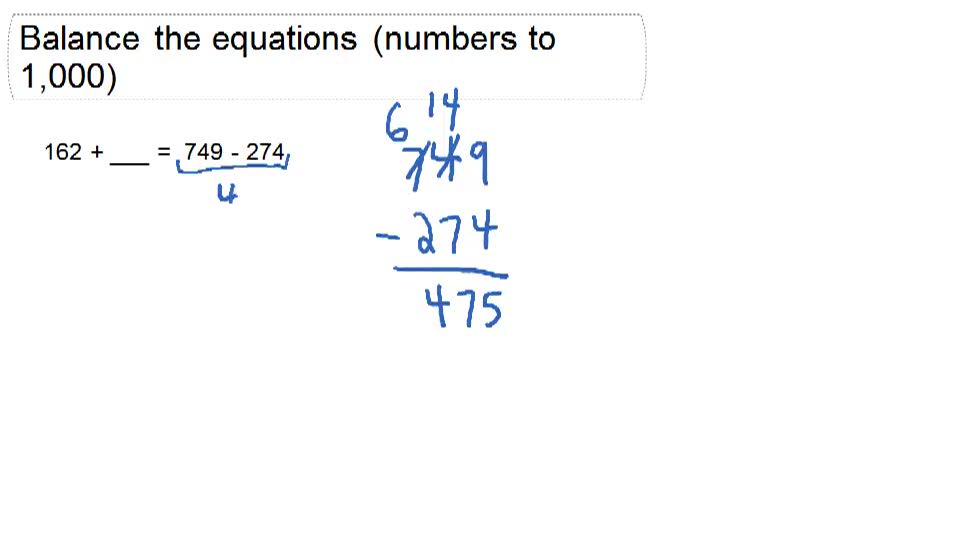 Balancing the Equations (Numbers to 1,000) ( Video ) | Arithmetic | CK ...