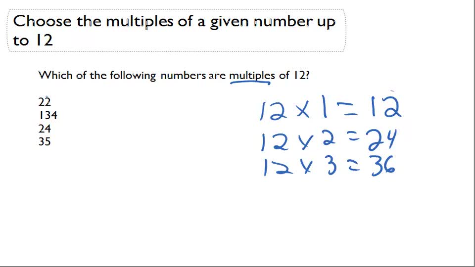 Choosing the Multiples of a Given Number up to 12 ( Video ...