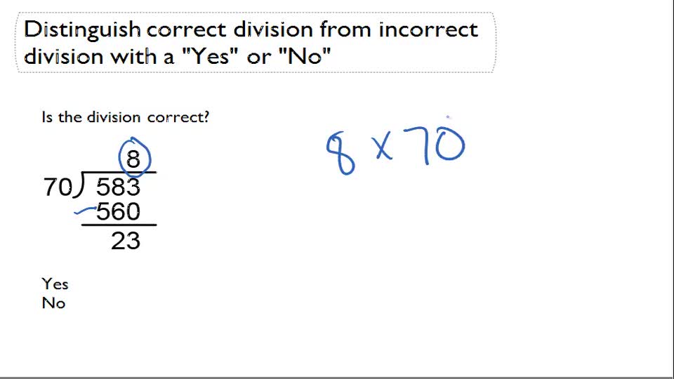 Distinguishing Correct Division from Incorrect Division with a "Yes" or ...
