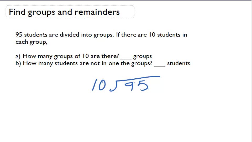 Finding Groups and Remainders - Word Problems ( Video ) | Arithmetic ...