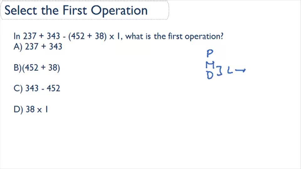 Selecting the First Operation - Order of Operations ( Video ...