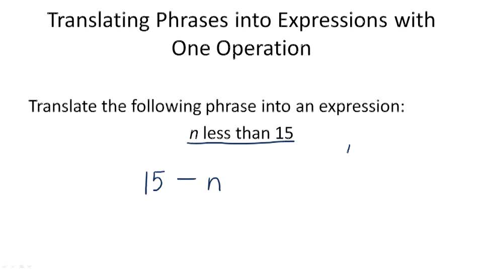 Translating Phrases into Expressions - Example 1 ( Video ) | Algebra ...