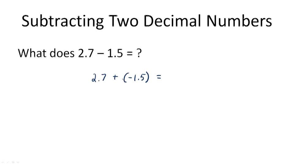 Subtracting Decimal Numbers - Example 1 ( Video ) | Algebra | CK-12 ...