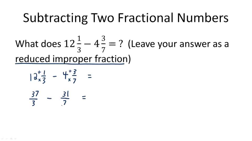 Subtracting Fractional Numbers - Example 1 ( Video ) | Algebra | CK-12 Foundation