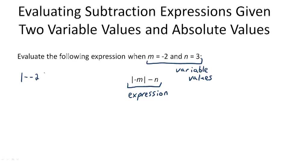 Evaluating Subtraction Expressions (Two Variable Values Given) - Example 3 ( Video ) | Algebra ...