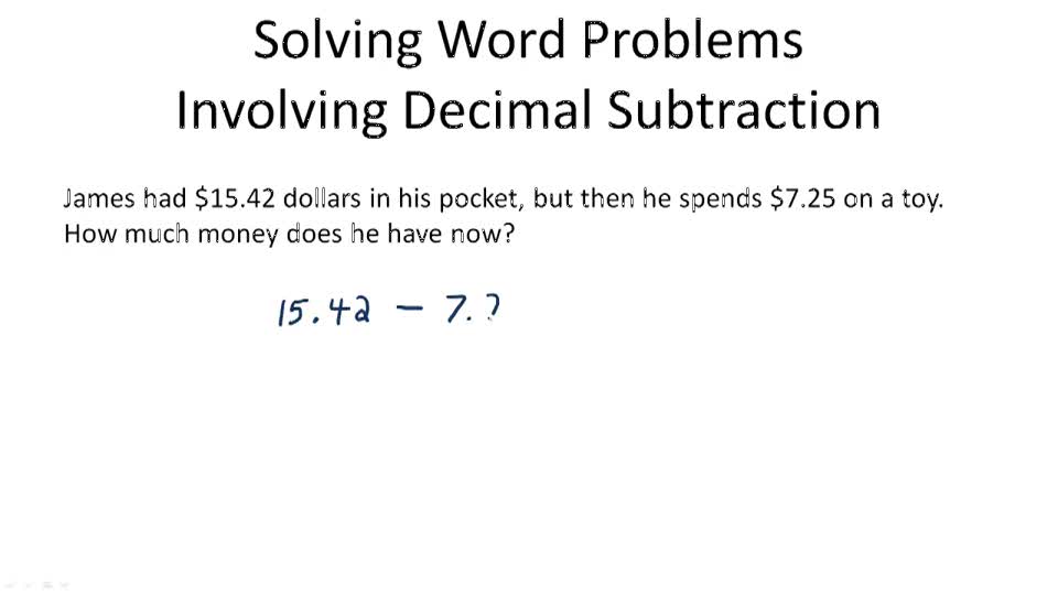 Solving Subtraction Word Problems - Example 2 ( Video ) | Algebra | CK ...