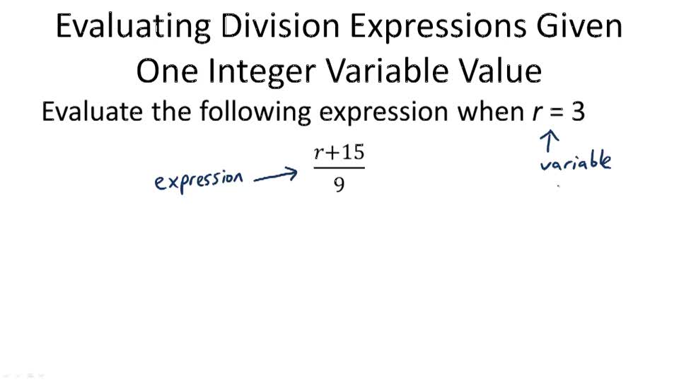 Evaluating Division Expressions (One Variable Value Given) - Example 1 ...