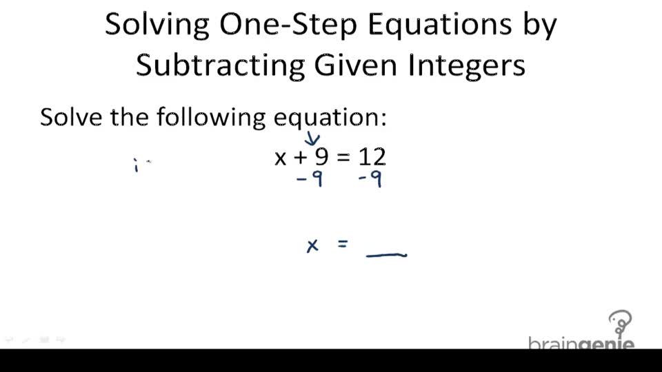 Solving One-Step Equations by Subtracting - Example 1 ( Video ...