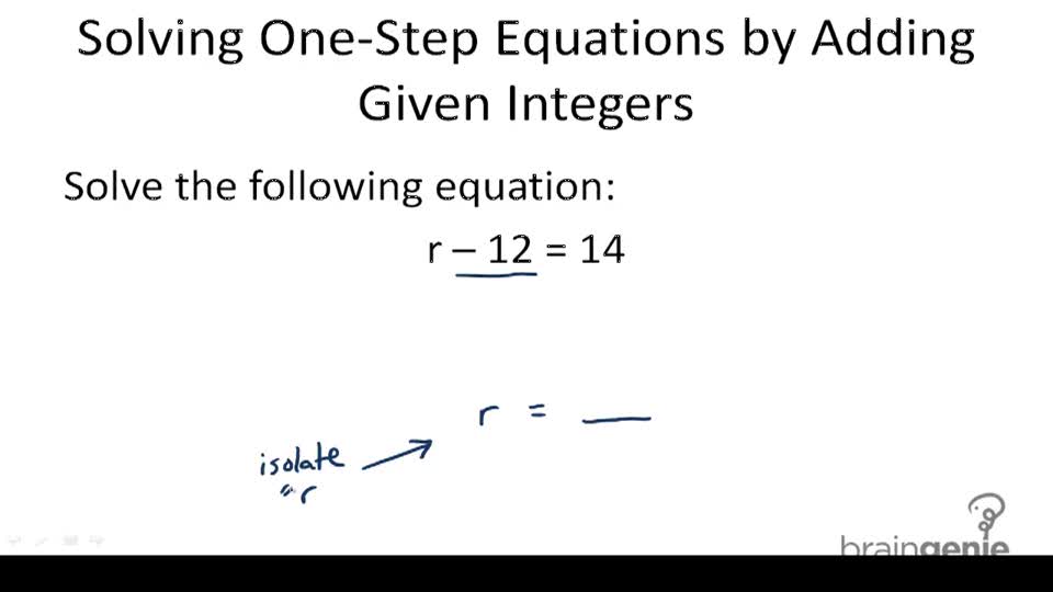 Solving One-Step Equations by Adding - Example 1 ( Video ) | Algebra ...