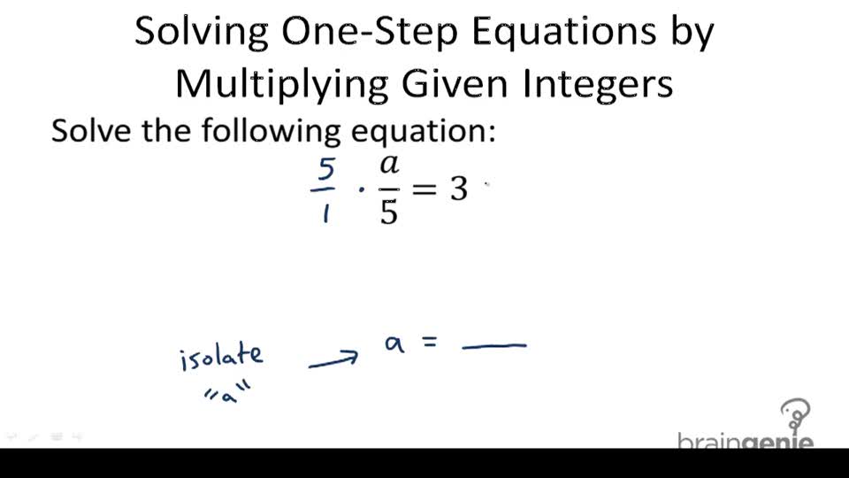 Solving One-Step Equations by Multiplying - Example 1 ( Video ...