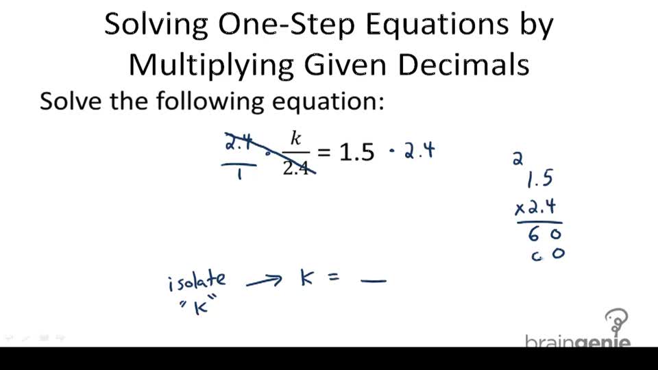 Solving One-Step Equations by Multiplying - Example 2 ( Video ...