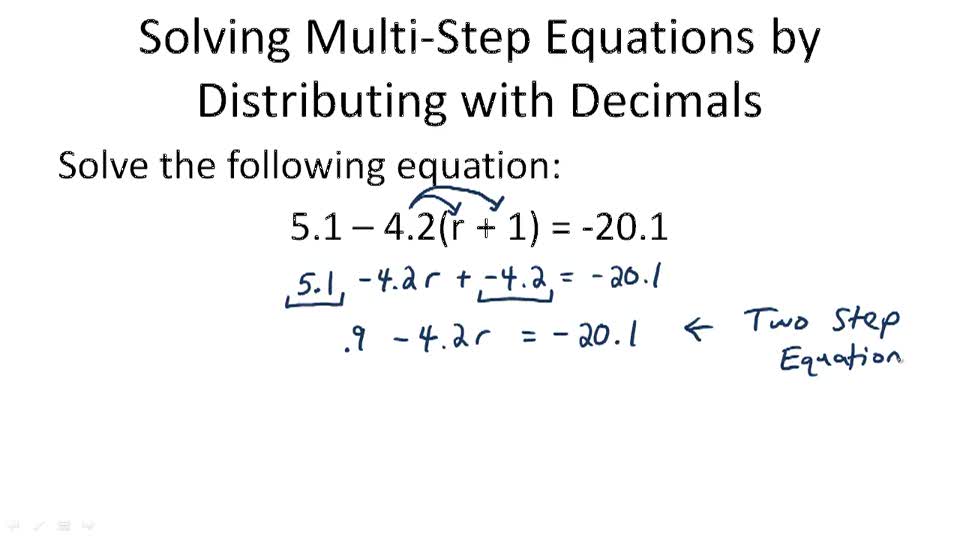 Solving Multi-Step Equations by Distributing - Example 2 ( Video ...