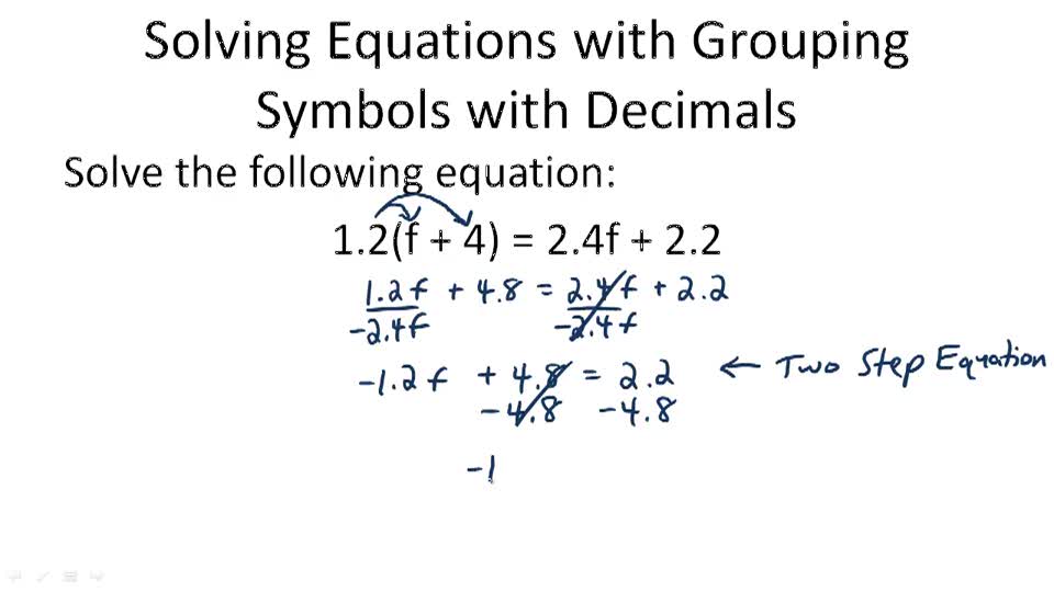 Solving Equations with Grouping Symbols - Example 2 ( Video ) | Algebra ...
