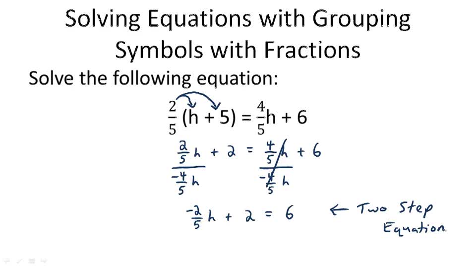 Solving Equations with Grouping Symbols - Example 3 ( Video ) | Algebra ...