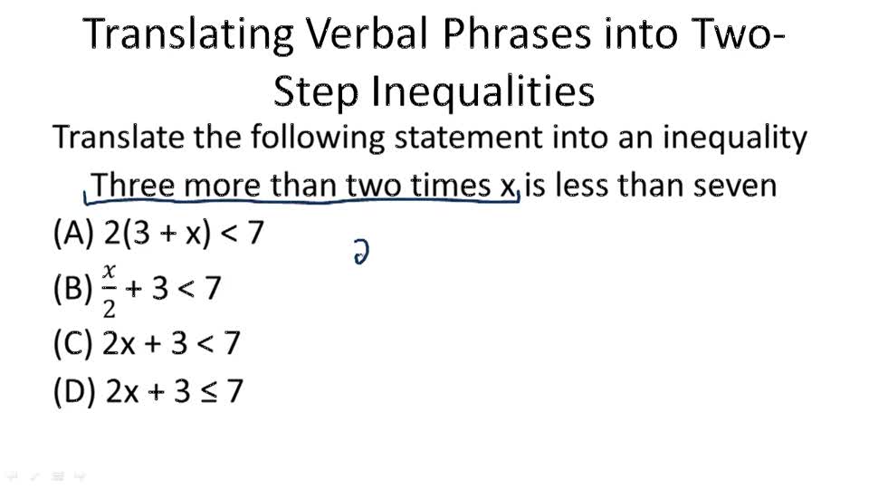 Two-Step Inequalities - Example 1 ( Video ) | Algebra | CK-12 Foundation