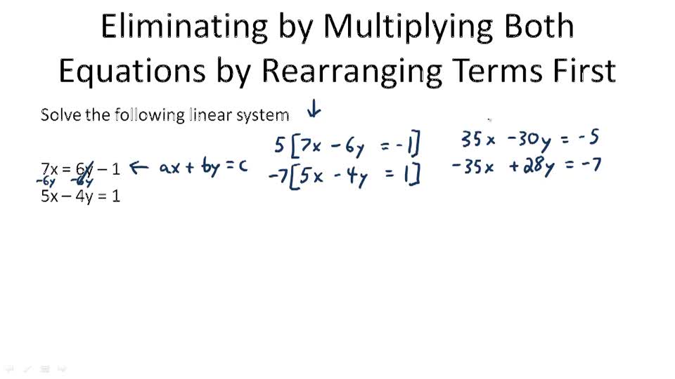 Eliminating by Multiplying Both Equations - Example 2 ( Video ...