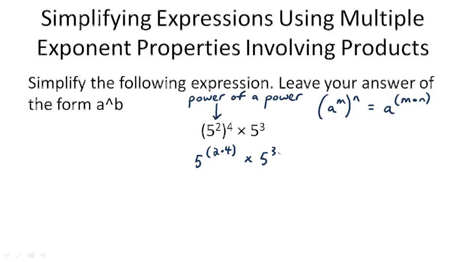Multiple Exponent Properties Involving Products - Example 1 ( Video ) | Algebra | CK-12 Foundation