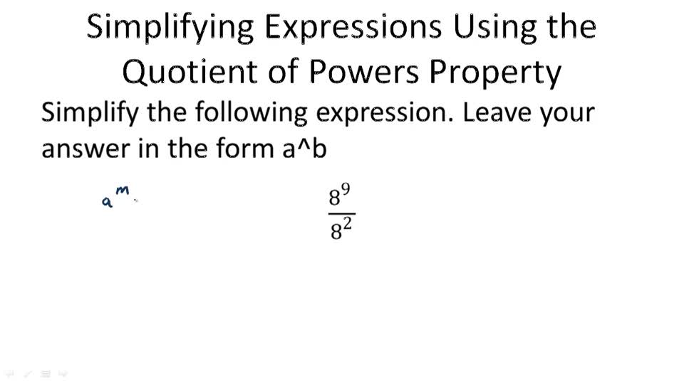 Quotient of Powers Property - Example 1 ( Video ) | Algebra | CK-12 ...