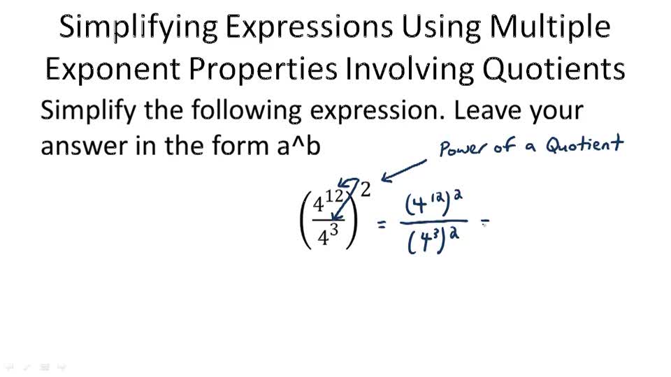 Multiple Exponent Properties Involving Quotients - Example 1 ( Video ) | Algebra | CK-12 Foundation