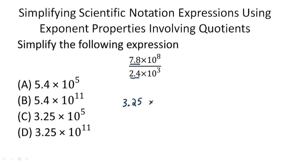 Simplifying Scientific Notation Expressions Using Exponent Properties ...