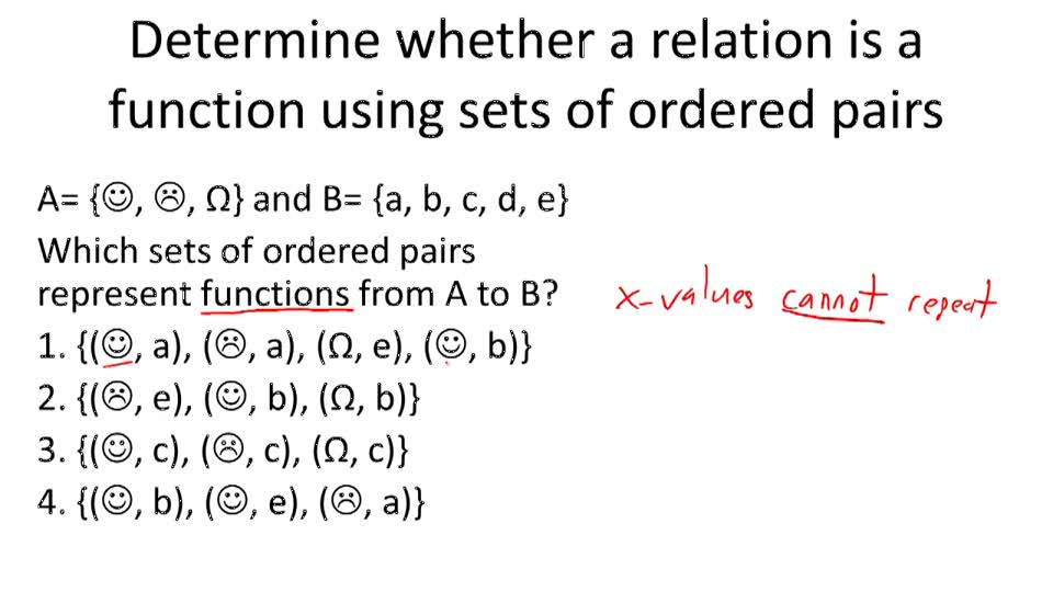 Determine whether the relation is a function - Example 1 ( Video ...
