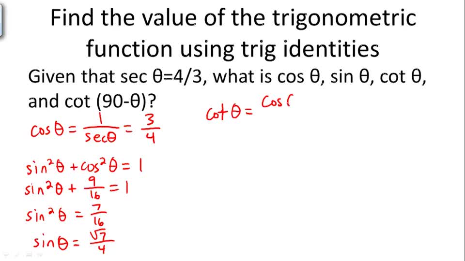 Trigonometric Identities - Example 1 ( Video ) | Trigonometry | CK-12 ...