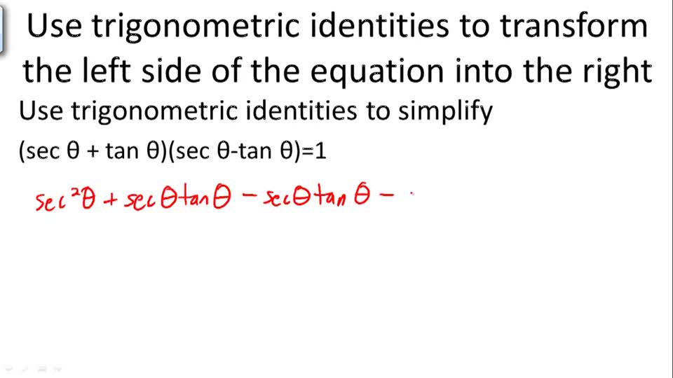 Trigonometric Identities - Example 2 ( Video ) | Trigonometry | CK-12 ...
