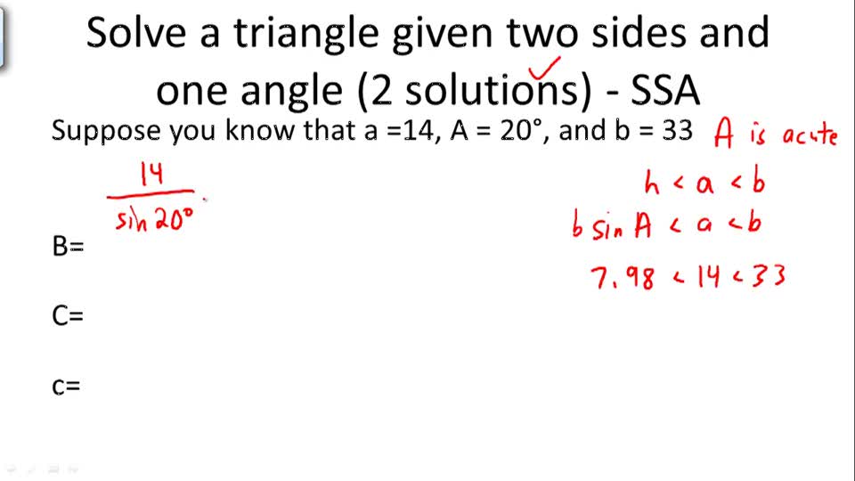 Solving triangles using the Law of Sines - Example 4 ( Video ) | Trigonometry | CK-12 Foundation
