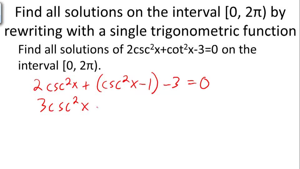 Solving Trigonometric Equations Example 5 Video Trigonometry