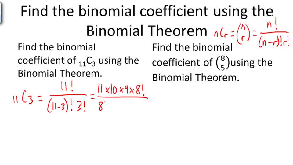 Binomial Coefficients and Expansions - Example 1 ( Video ...