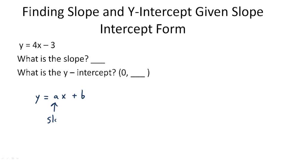 Graphing Equations Using the Slope and Y-Intercept - Example 1 ( Video ...