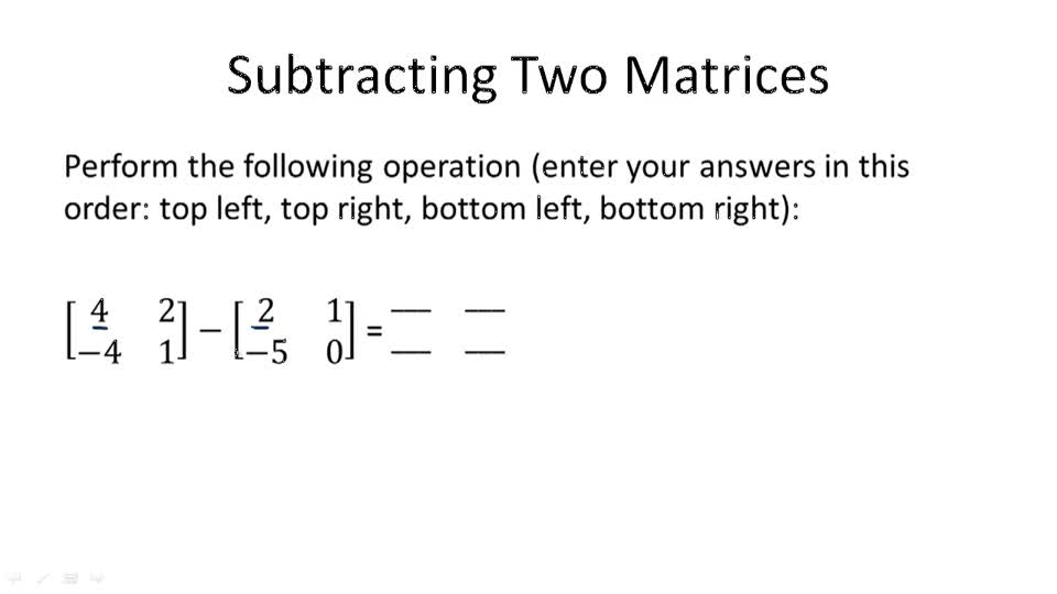 Subtracting Matrices - Example 1 ( Video ) | Algebra | CK-12 Foundation