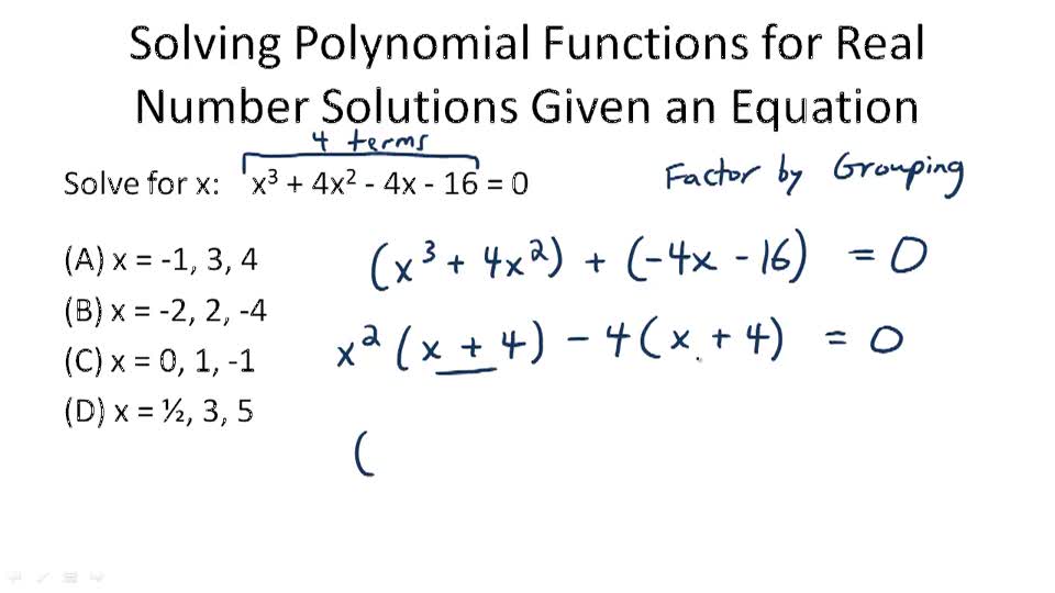 Solving Polynomial Functions Example 2 Video Algebra CK 12