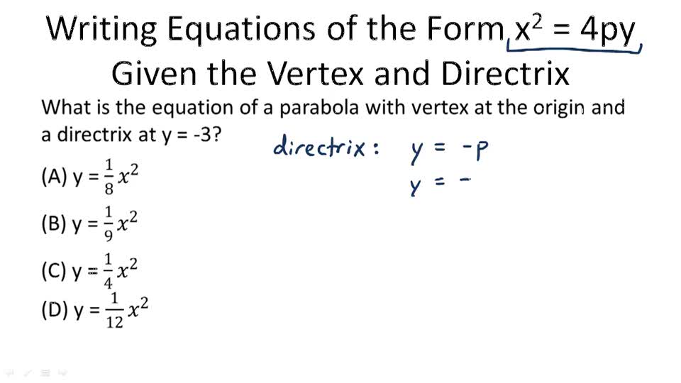 Parabolas of the Form x^2 = 4py - Example 5 ( Video ) | Calculus | CK ...