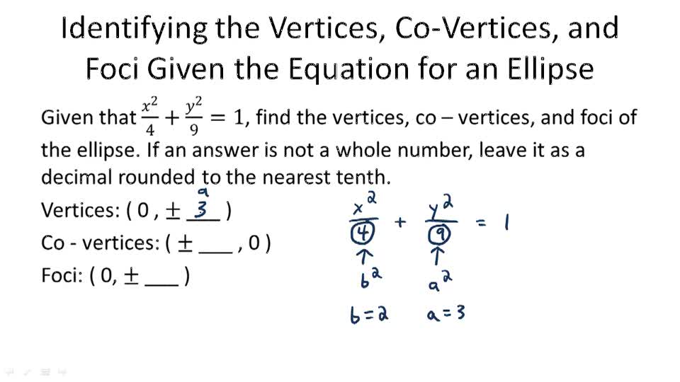 Identifying Components of Ellipses - Example 2 ( Video ) | Calculus ...
