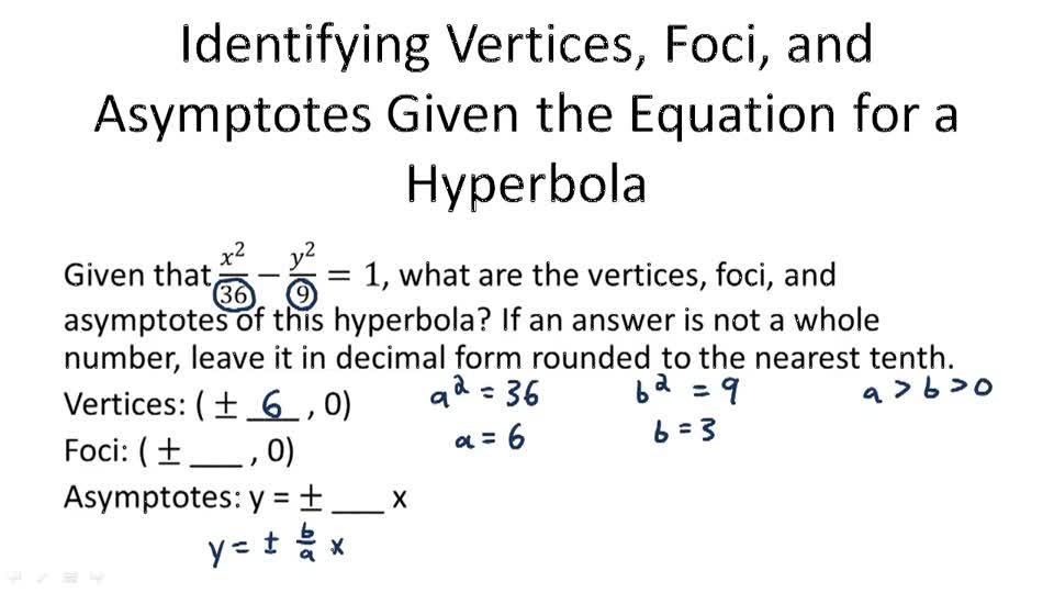 Identifying Components of Hyperbolas - Example 2 ( Video ) | Calculus ...