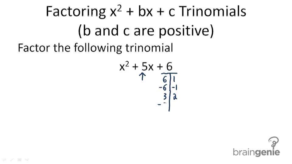 Factoring x^2 + bx + c Trinomials - Example 1 ( Video ) | Algebra | CK ...