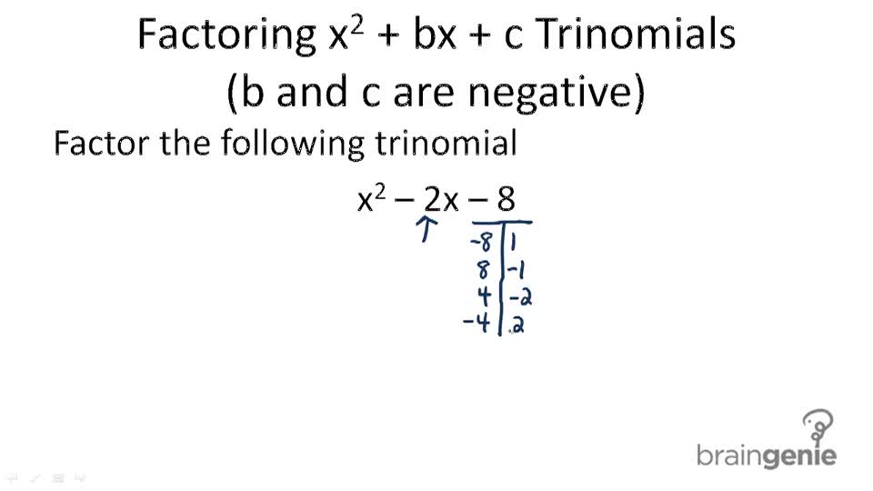 Factoring x^2 + bx + c Trinomials - Example 2 ( Video ) | Algebra | CK ...