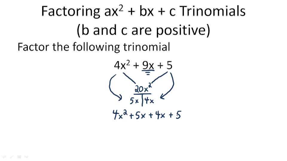 Factoring ax^2 + bx + c Trinomials (a is positive) - Example 1 ( Video ...