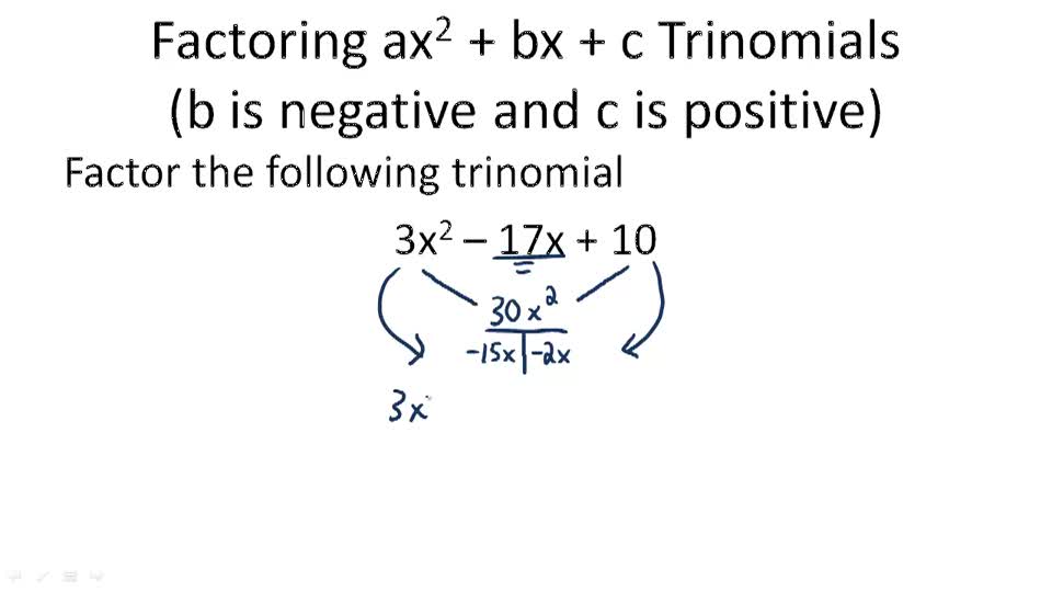 Factoring ax^2 + bx + c Trinomials (a is positive) - Example 3 ( Video ...