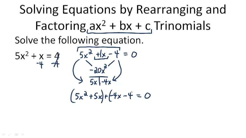 Solving Equations by Factoring ax^2 + bx + c Trinomials - Example 2 ...