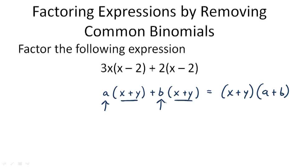 Factoring Polynomials by Removing Common Binomials - Example 1 ( Video ...