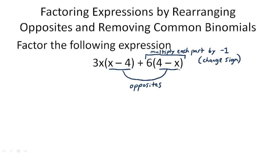 Factoring Polynomials by Removing Common Binomials - Example 2 ( Video ...