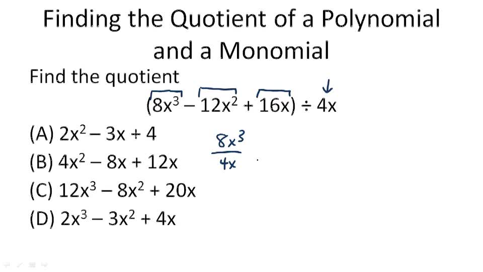 Dividing a Polynomial by a Monomial - Example 1